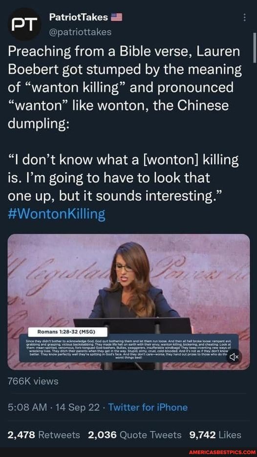 PT @patriottakes Preaching from a Bible verse, Lauren Boebert got ...