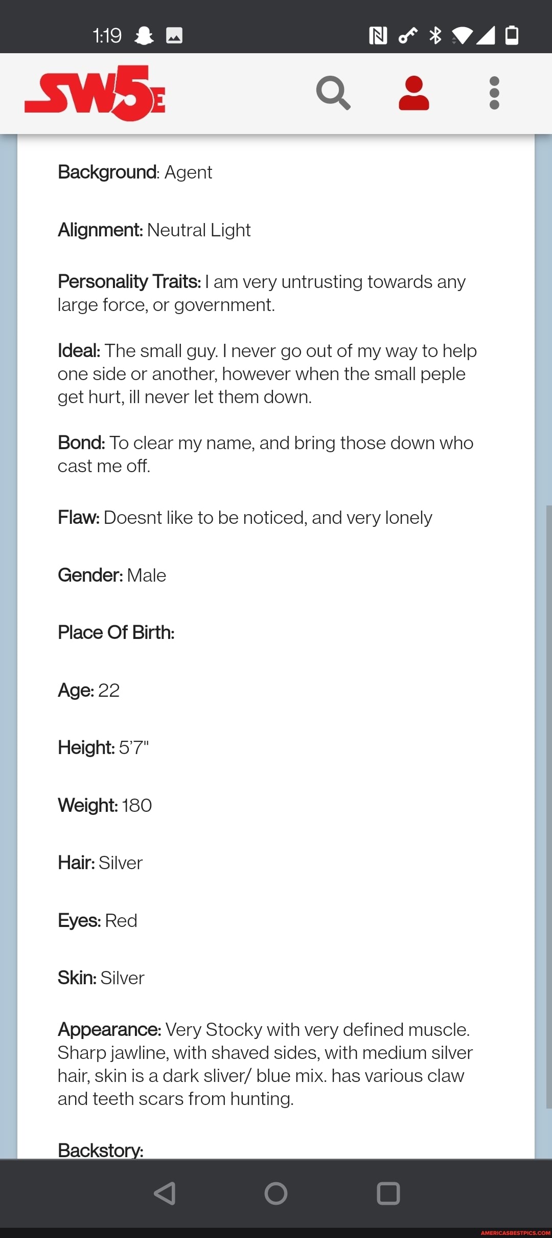 Background: Agent Alignment: Neutral Light Personality Traits: I am ...