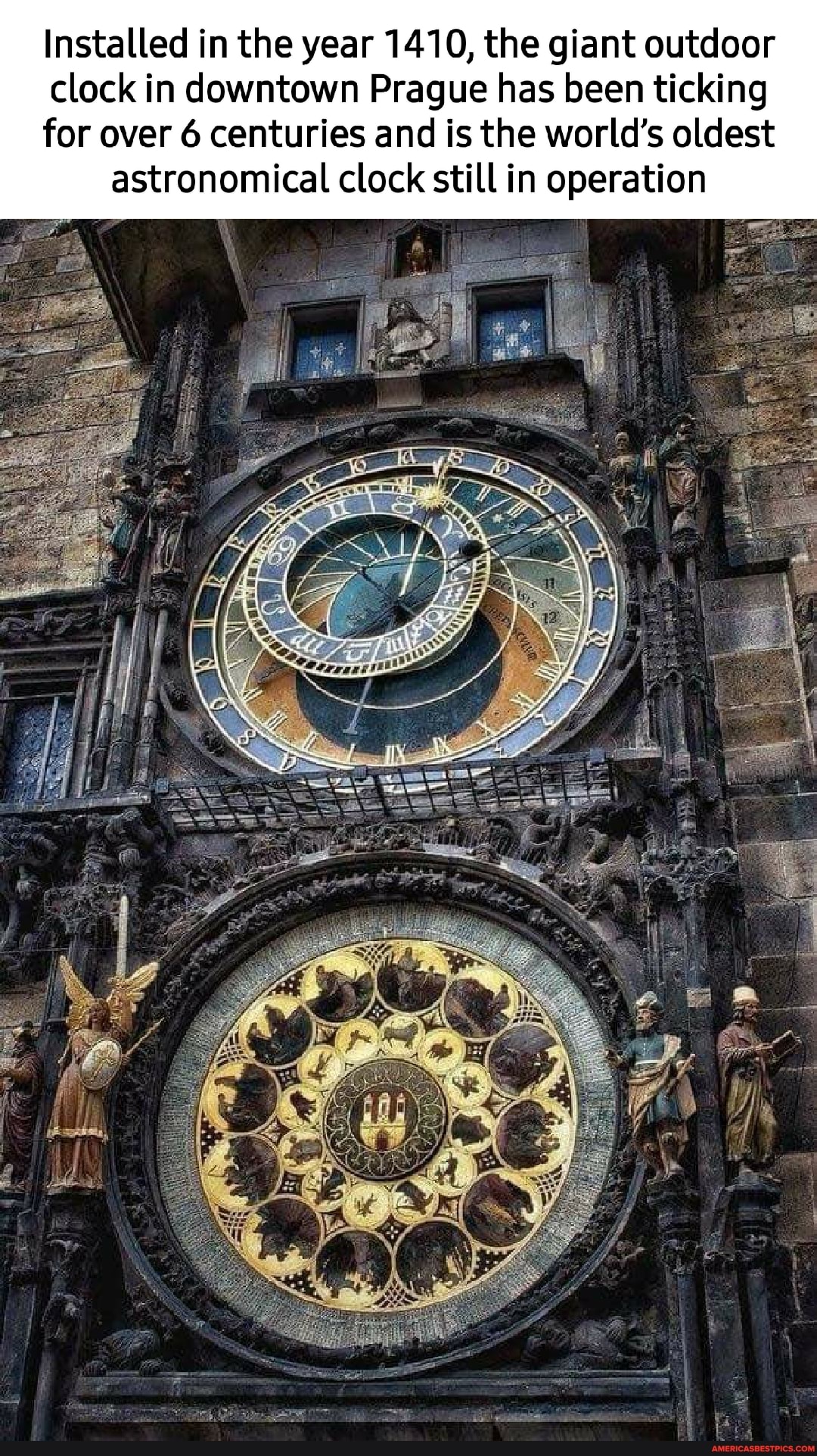 Installed in the year 1410, the giant outdoor clock in downtown Prague ...