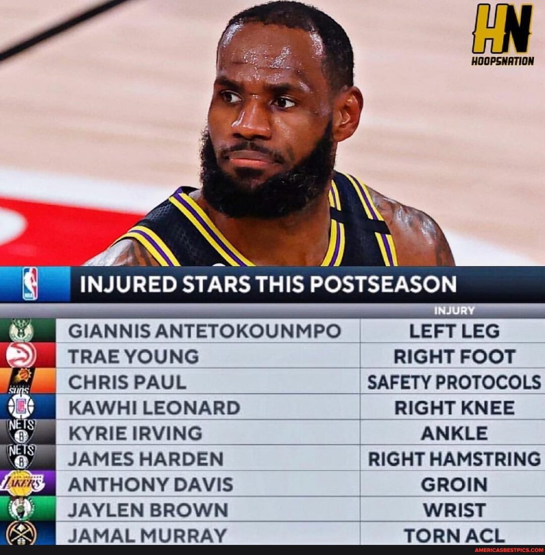 INJURED STARS THIS POSTSEASON GIANNIS ANTETOKOUNMPO LEFT LEG TRAE YOUNG ...