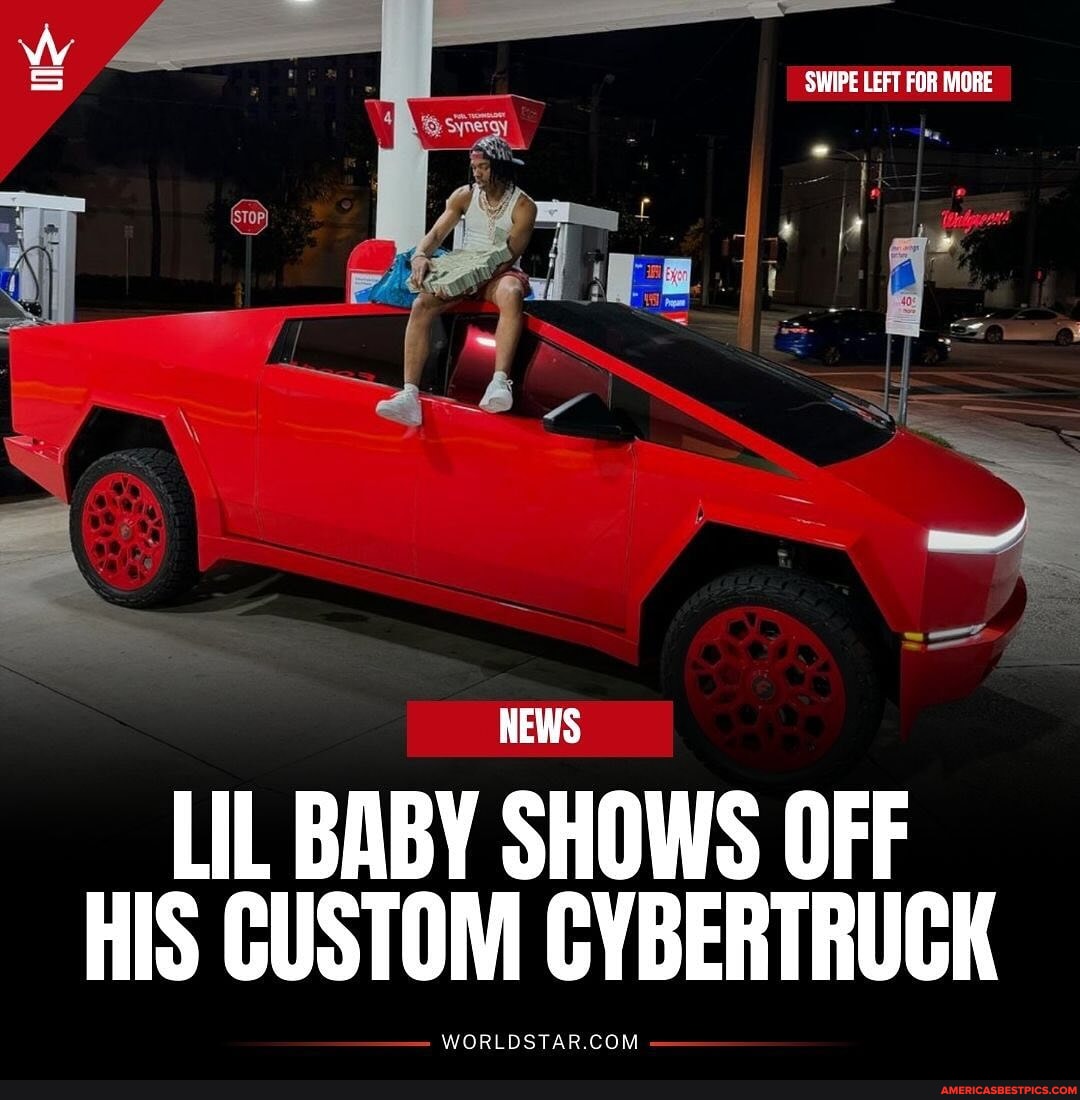 #LilBaby flexin’ his all red Tesla Cybertruck! 🔥👀 @lilbaby - SWIPE LEFT ...