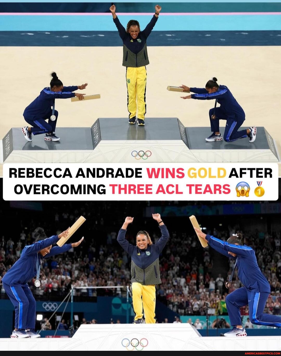 Simone Biles & Jordan Chiles showed love to Andrade on the podium after she won GOLD in Woman’s ...