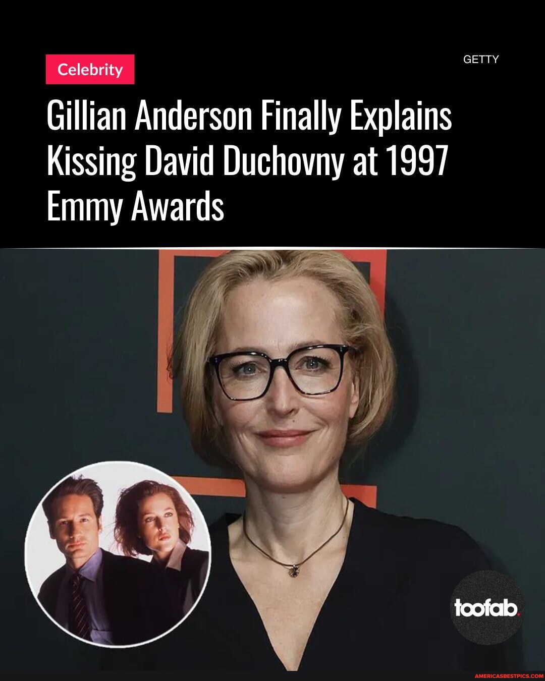 Gillian Anderson Finally Explains Kissing David Duchovny at 1997 Emmy ...
