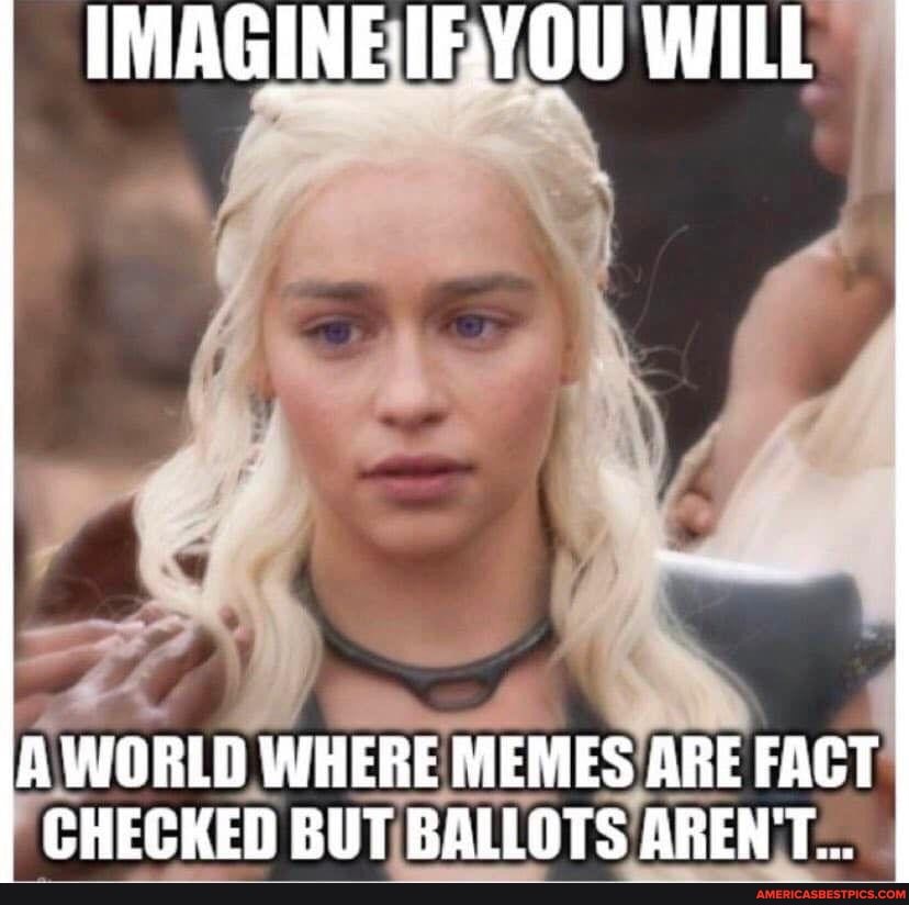 IMAGINE IE.YOU WILL A WORLD WHERE MEMES ARE FACT CHECKED BUT BALLOTS ...