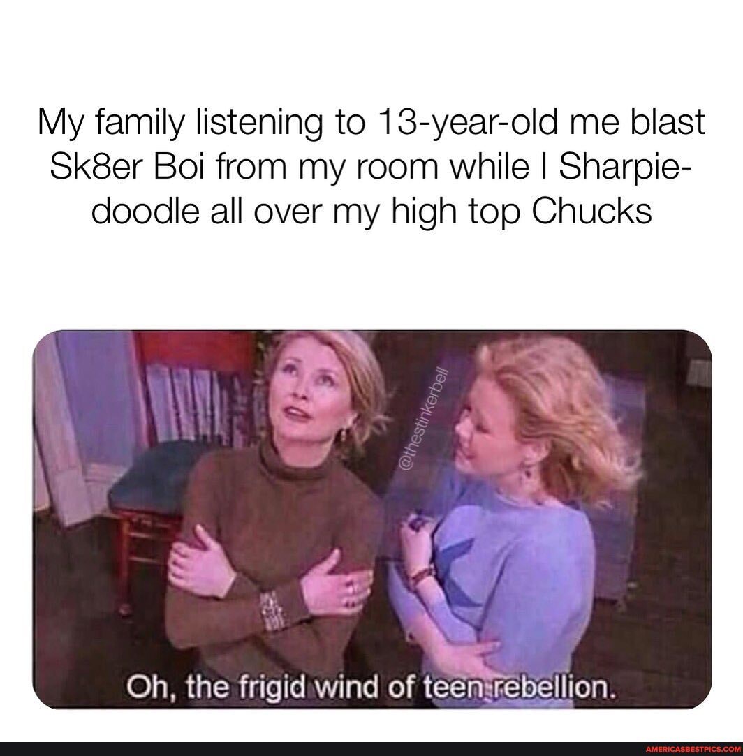 My family listening to 13-year-old me blast Sk8er Boi from my room ...