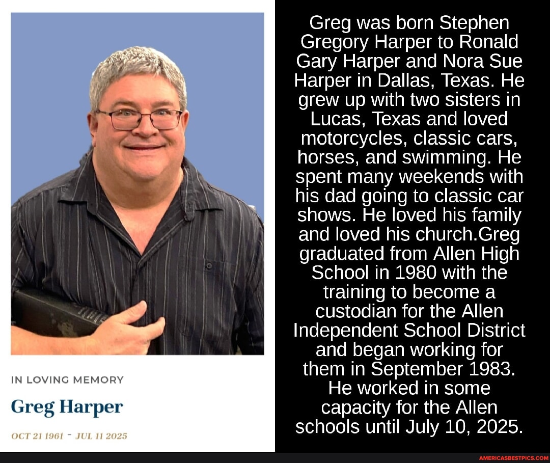 IN LOVING MEMORY Greg Harper Greg was born Stephen Gregory Harper to ...