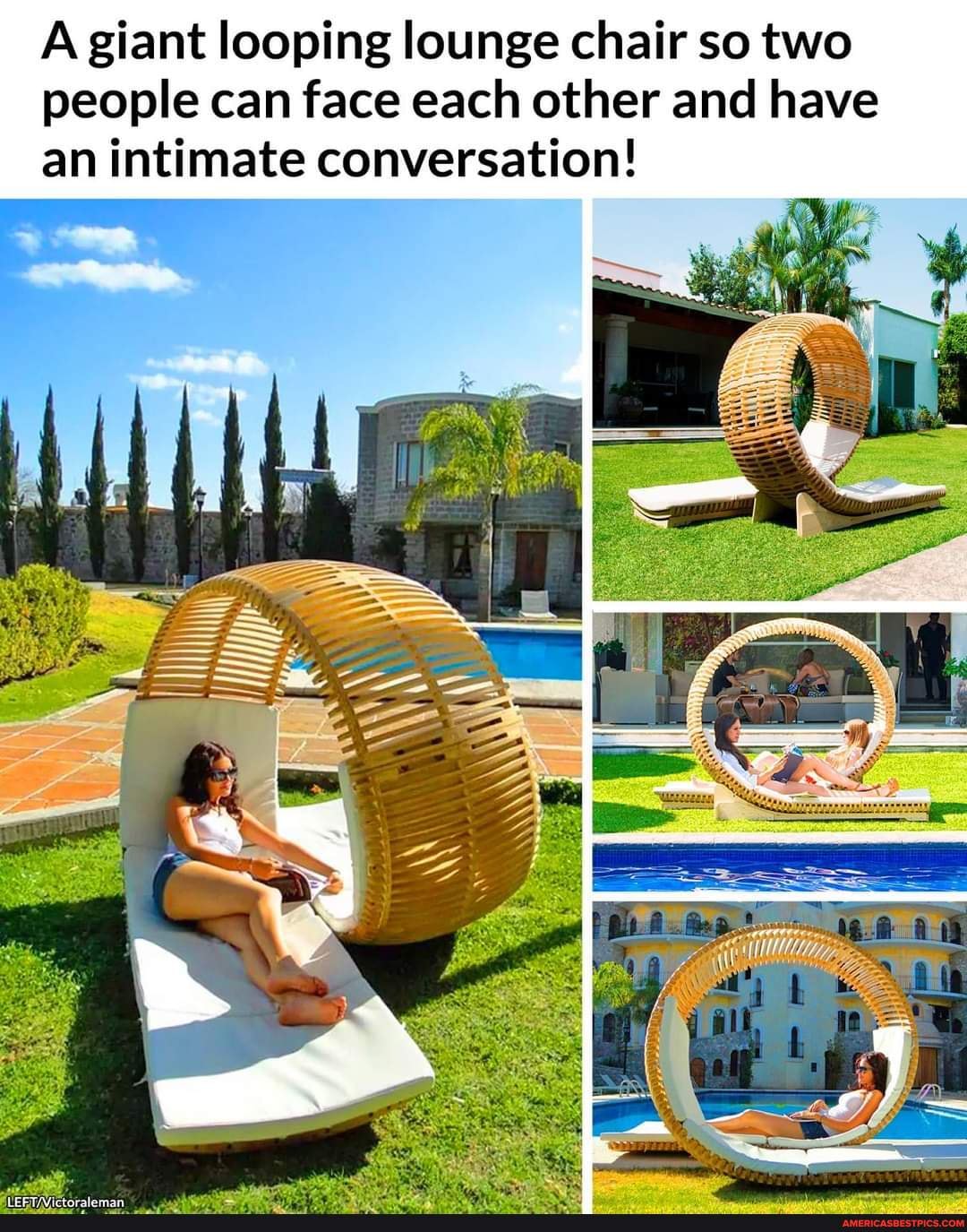 A giant looping lounge chair so two people can face each other and have ...