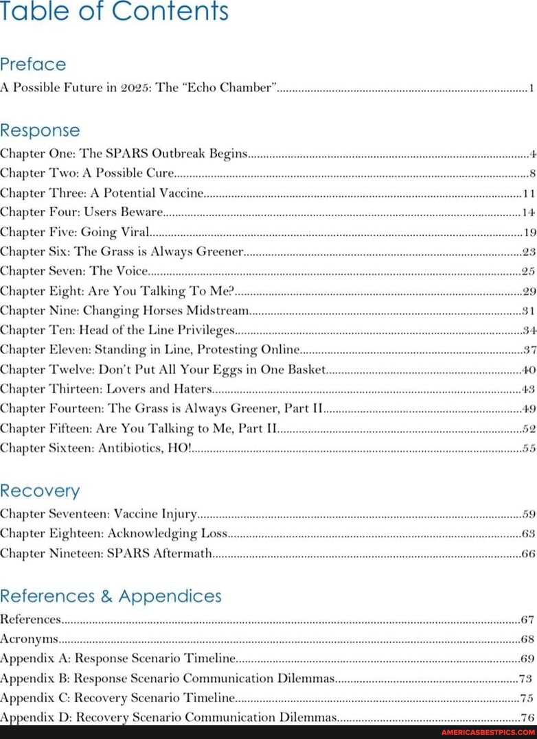 Table of Contents Preface A Possible Future in 2025: Th cho Chamber". Response Chapter One: The ...