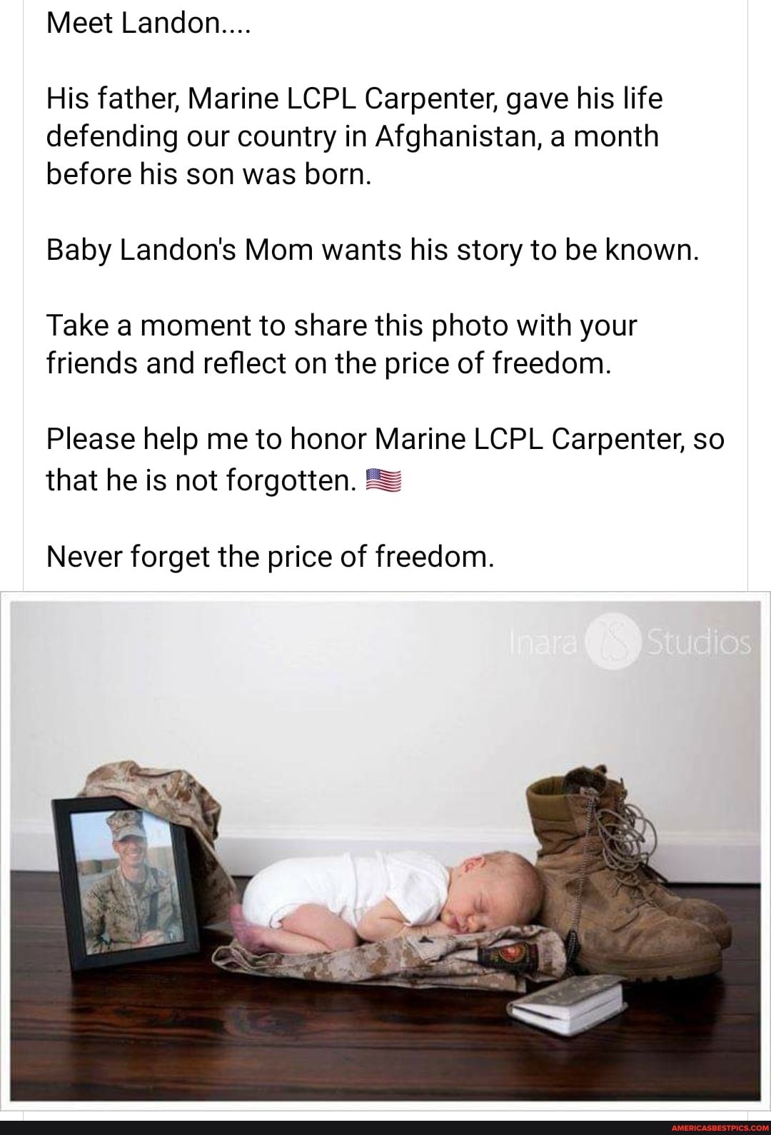 Meet Landon.... His father, Marine LCPL Carpenter, gave his life ...