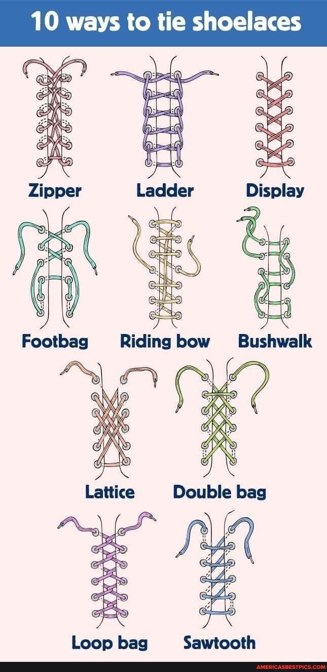 10 ways to tie shoelaces Ladder Display Ricing Bushwalk Latth ...