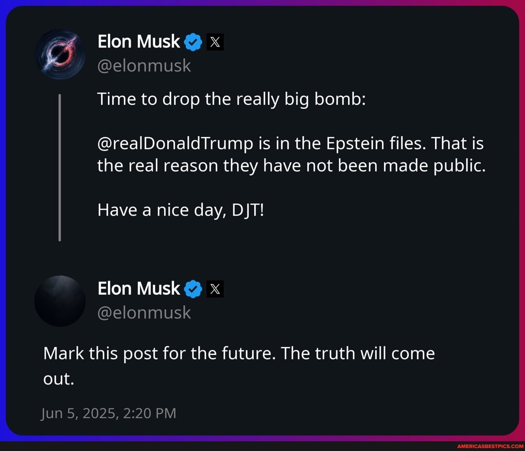 Elon Musk @elonmusk Time to drop the really big bomb: @realDonaldTrump ...