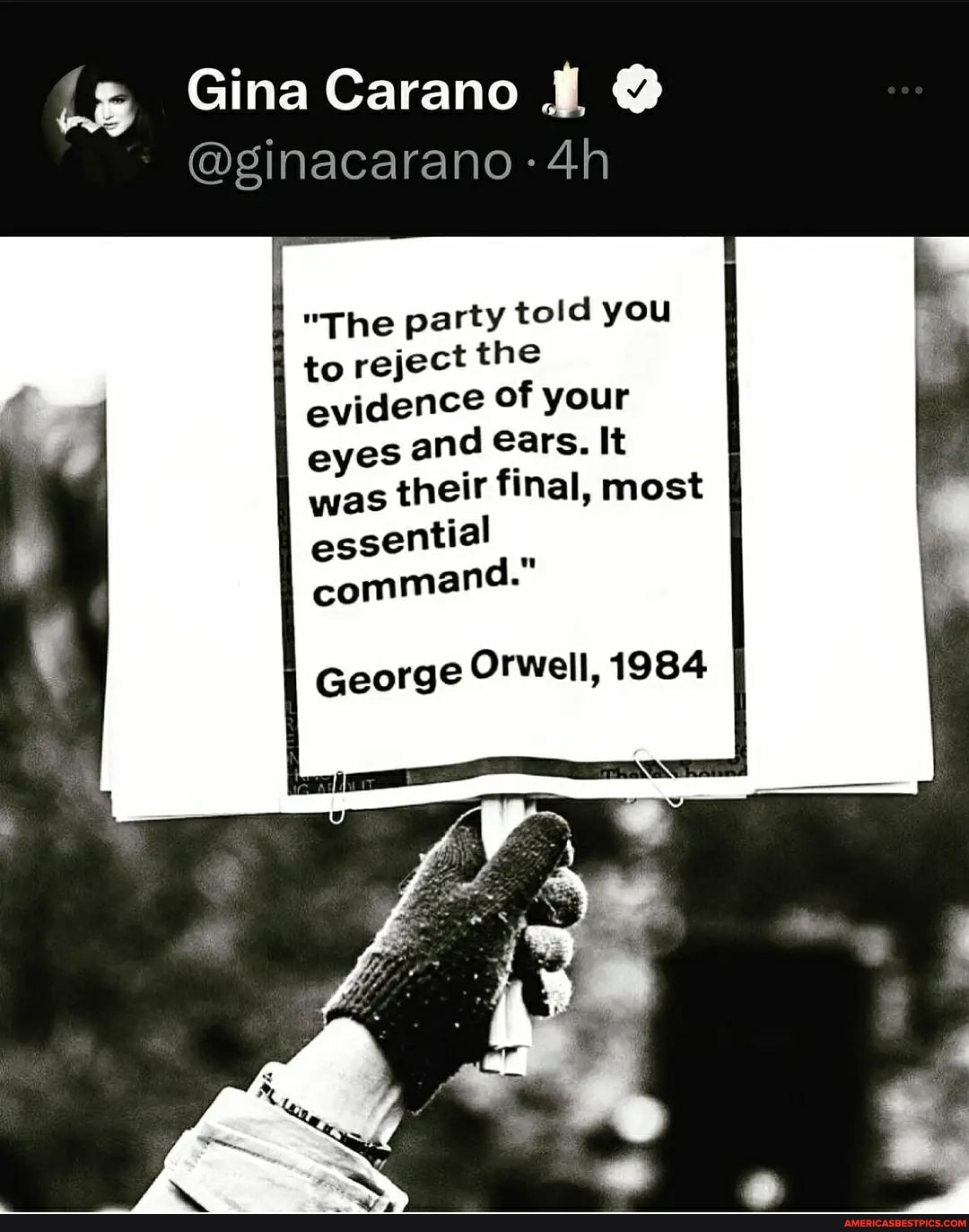 Gina Carano @ @gi nacarano "The party told you to reject the evidence ...