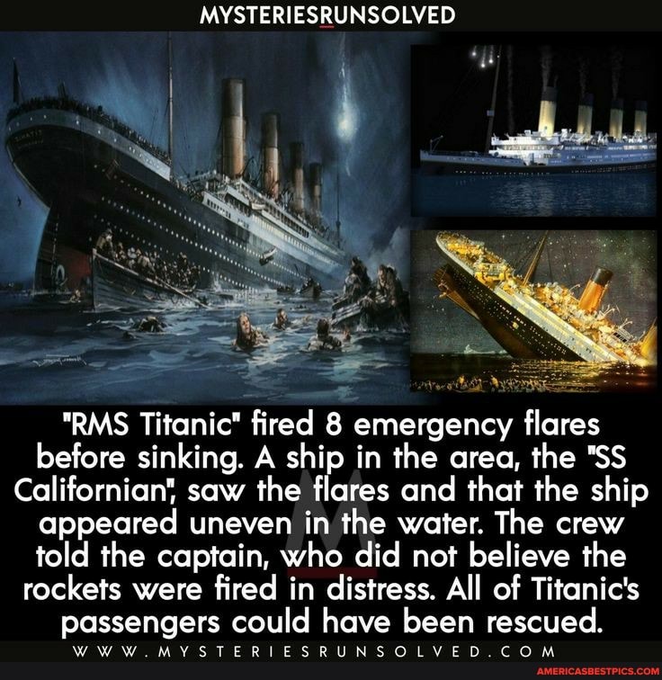 MYSTERIESRUNSOLVED "RMS Titanic" fired 8 emergency flares before ...
