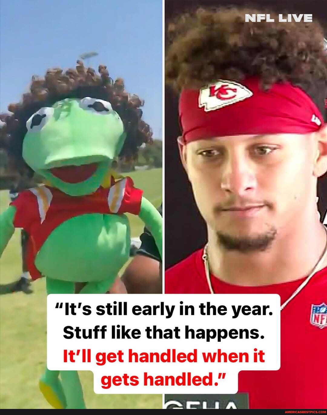 Patrick Mahomes responded to the Kermit puppet at Raiders training camp ...
