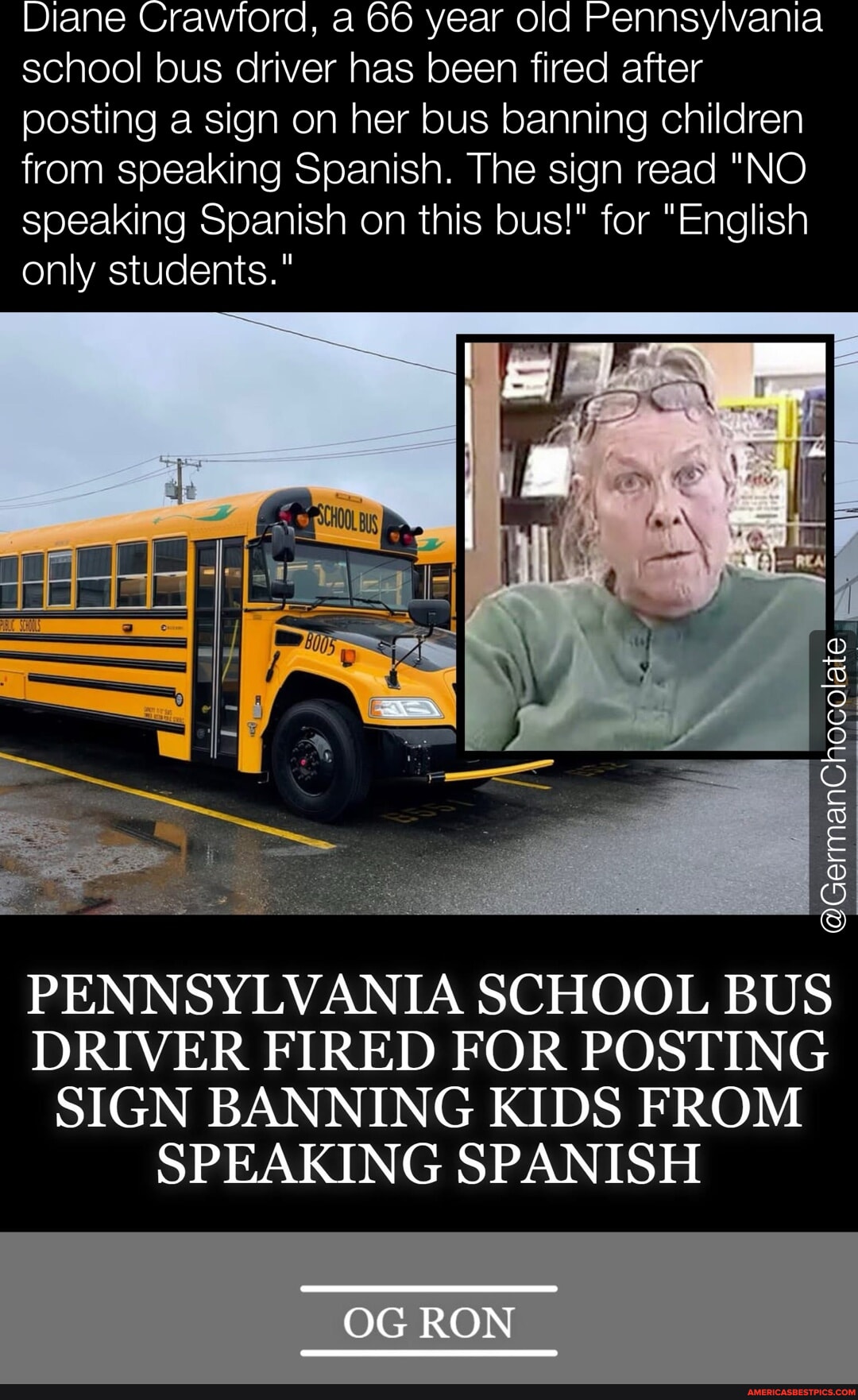 Diane Crawford, a 66 year old Pennsylvania school bus driver has been ...