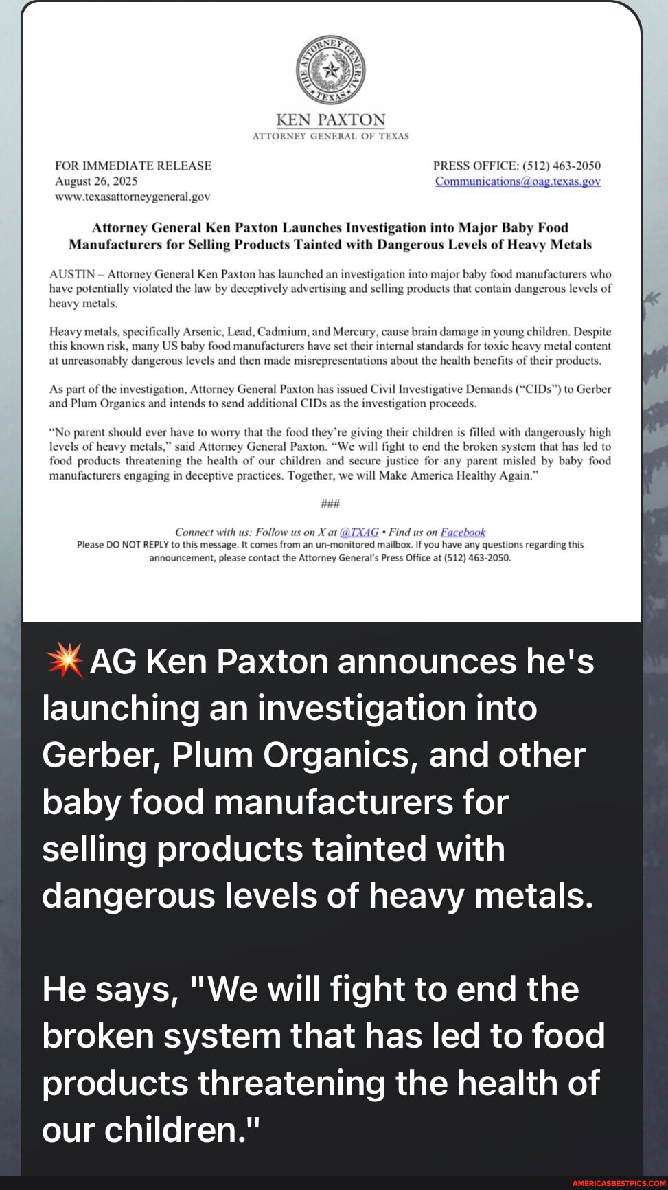 REN PAXTON ATTORNEY GENERAL OF TEXAS FOR IMMEDIATE RELEASE PRESS OFFICE ...
