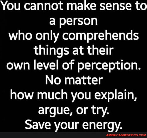 You cannot make sense to a person who only comprehends things at their ...