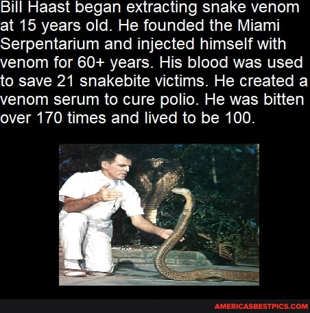 Bill Haast began extracting snake venom at 15 years old. He founded the ...