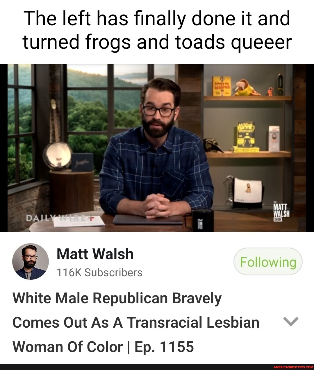The left has finally done it and turned frogs and toads queeer Matt ...