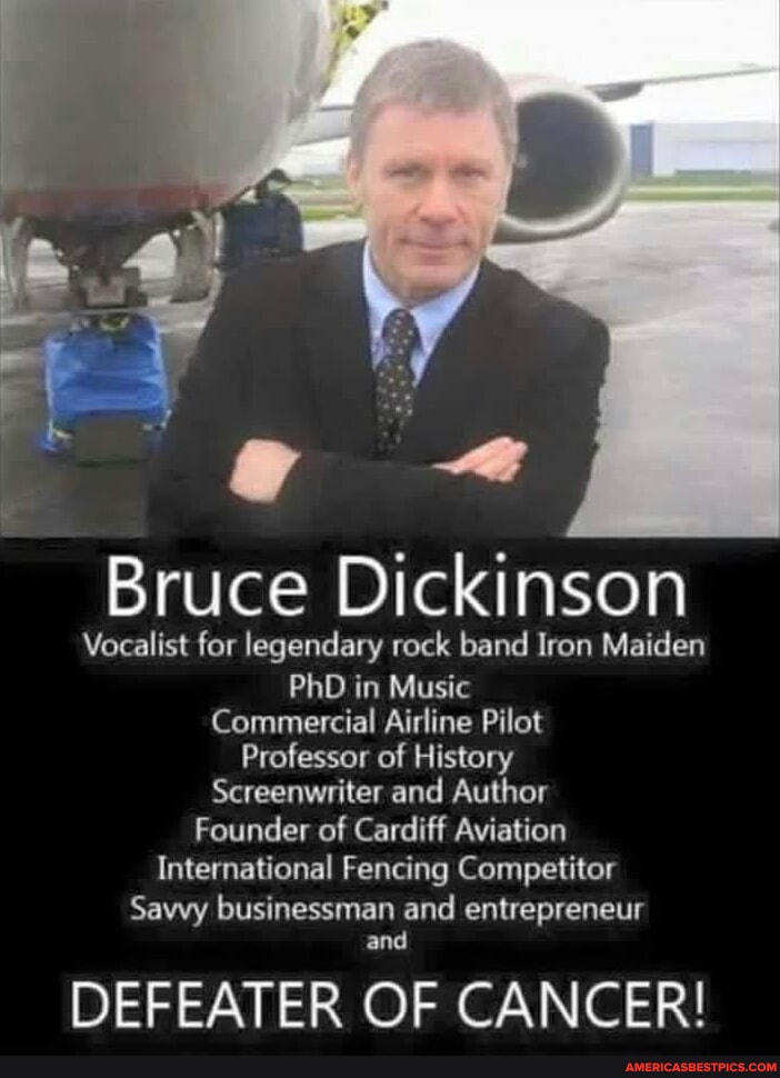 Bruce Dickinson Vocalist for legendary rock band Iron Maiden PhD in ...