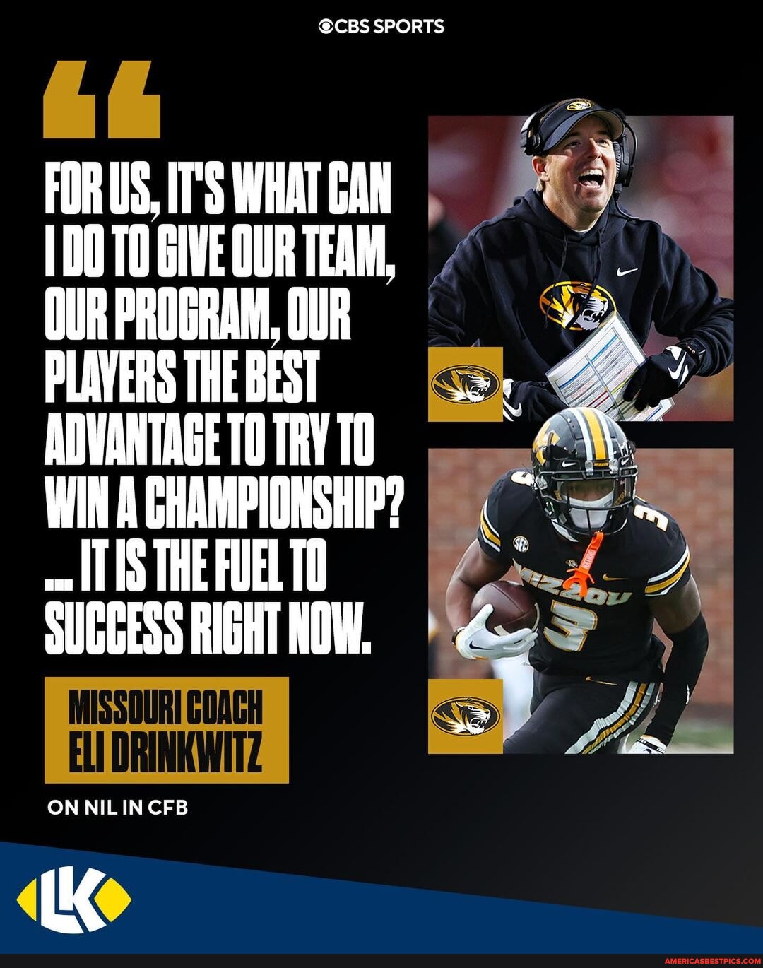 @mizzoufootball coach Eli Drinkwitz told @latekickjosh he’s gonna do ...