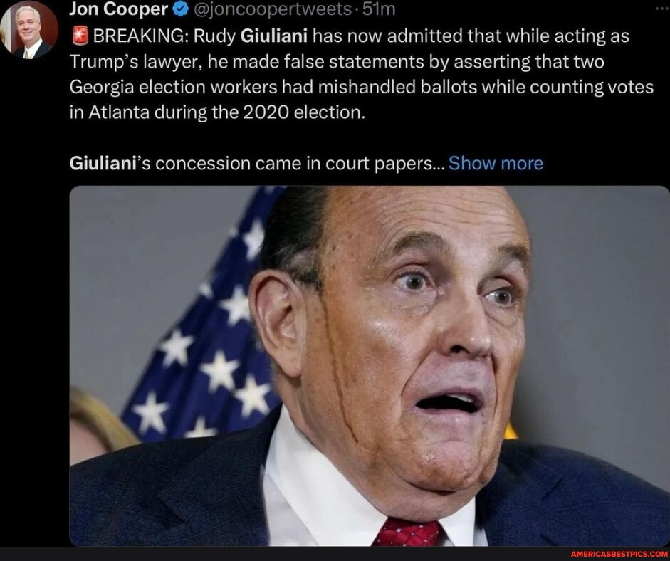 Jon Cooper @ @joncoopertweets- BREAKING: Rudy Giuliani has now admitted ...