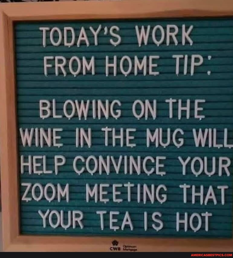 TODAY'S WORK FROM HOME TIP: BLOWING ON THE WINE IN THE MUG WILL I HELP CONVINCE YOUR ZOOM ...