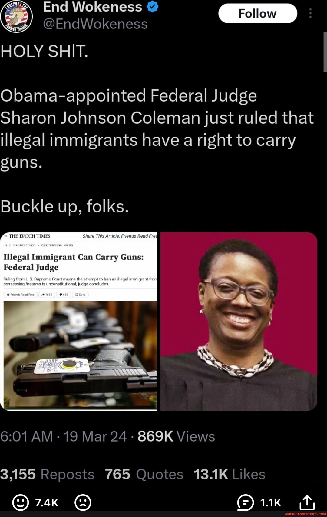 End Wokeness @ @EndWokeness HOLY SHIT. Obama-appointed Federal Judge ...