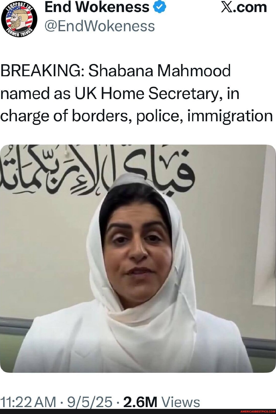 End Wokeness X.com BREAKING: Shabana Mahmood named as UK Home Secretary ...