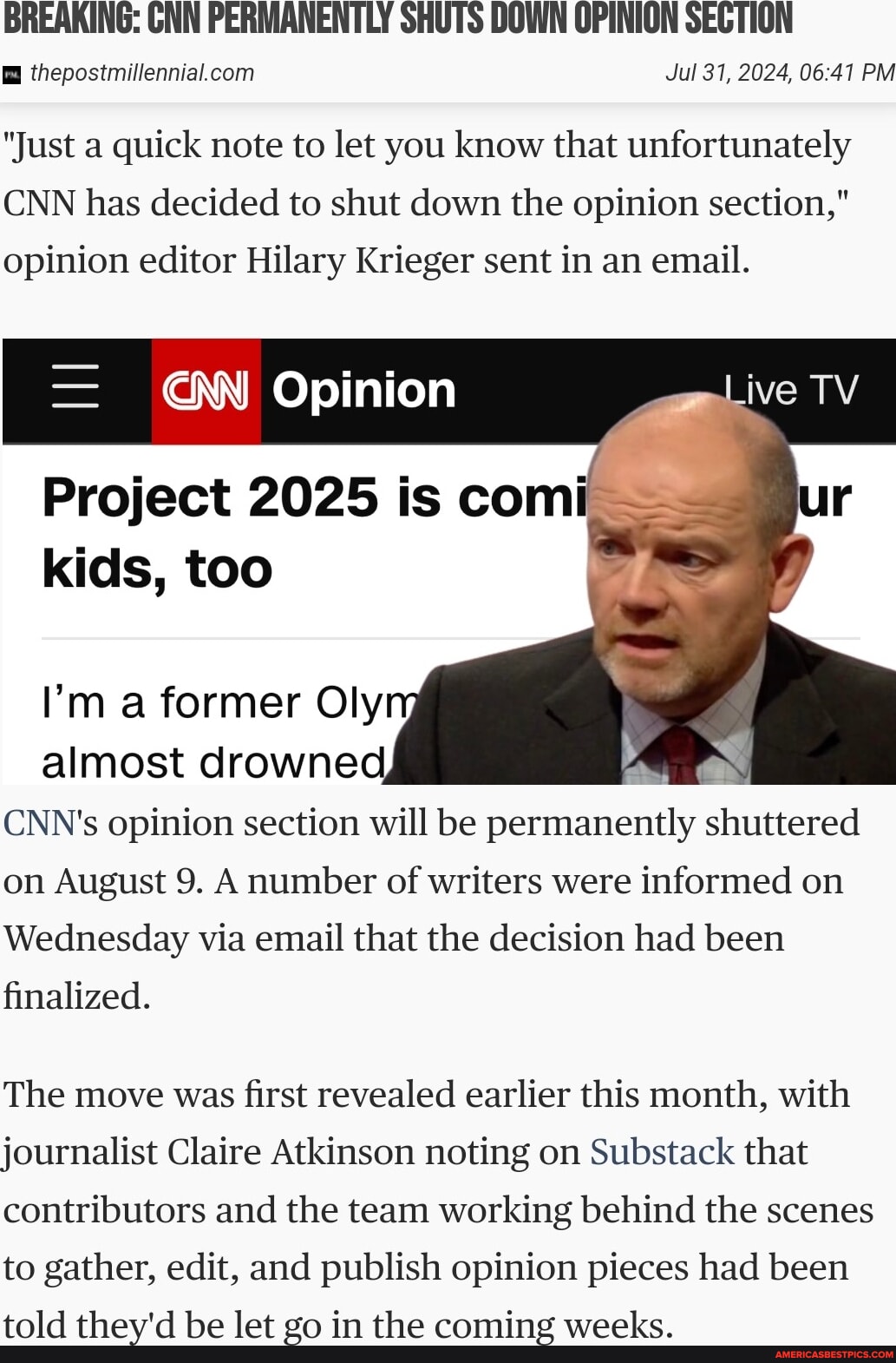 BREAKING: CNN PERMANENTLY SHUTS DOWN OPINION SECTION @ com Jul 31, 2024 ...