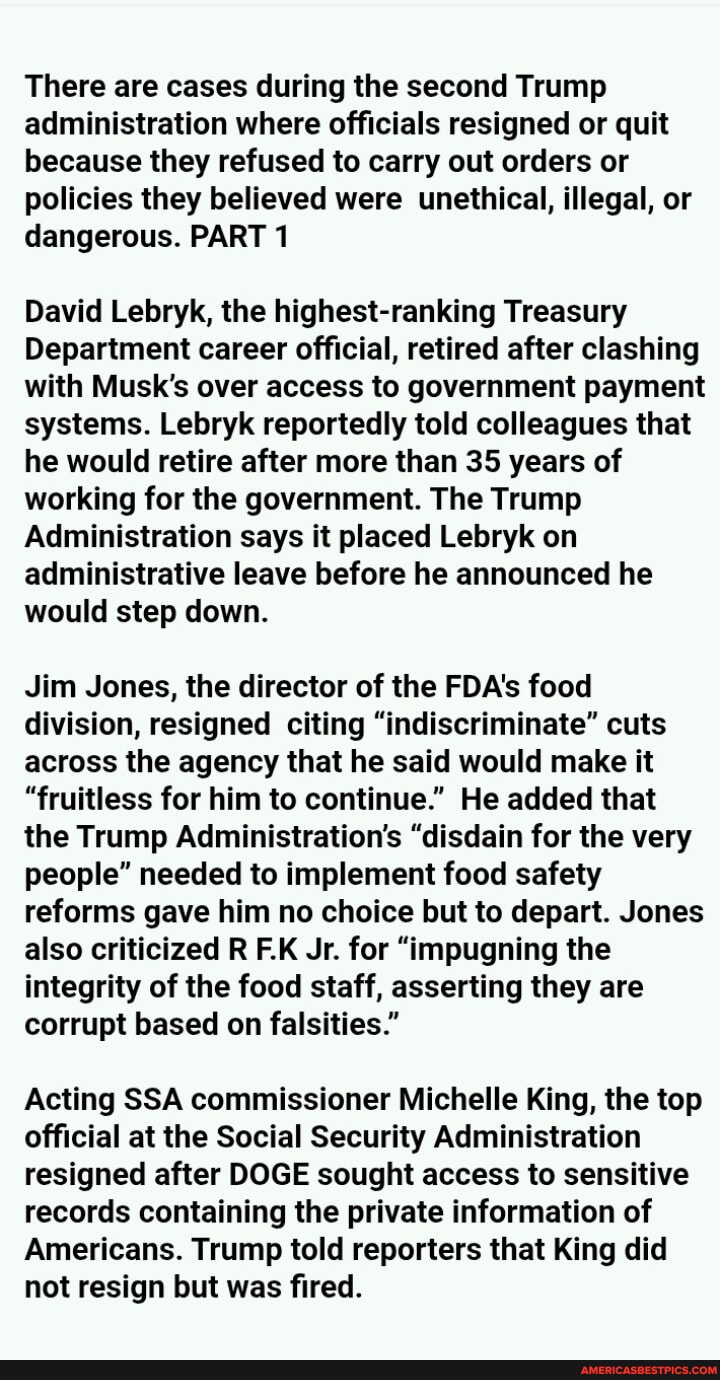 There are cases during the second Trump administration where officials ...