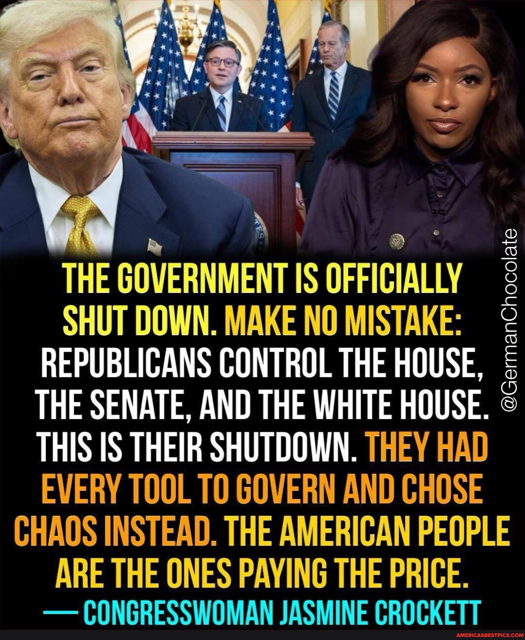 THE GOVERNMENT IS OFFICIALLY SHUT DOWN. MAKE NO MISTAKE: REPUBLICANS ...