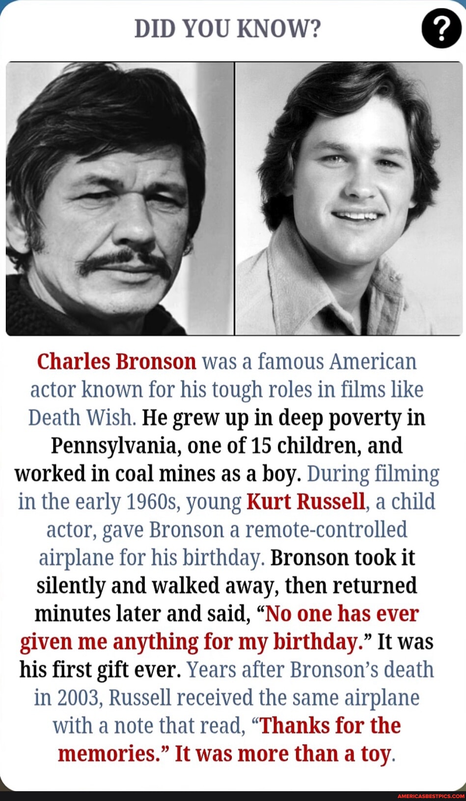 DID YOU KNOW? Charles Bronson was a famous American actor known for his ...