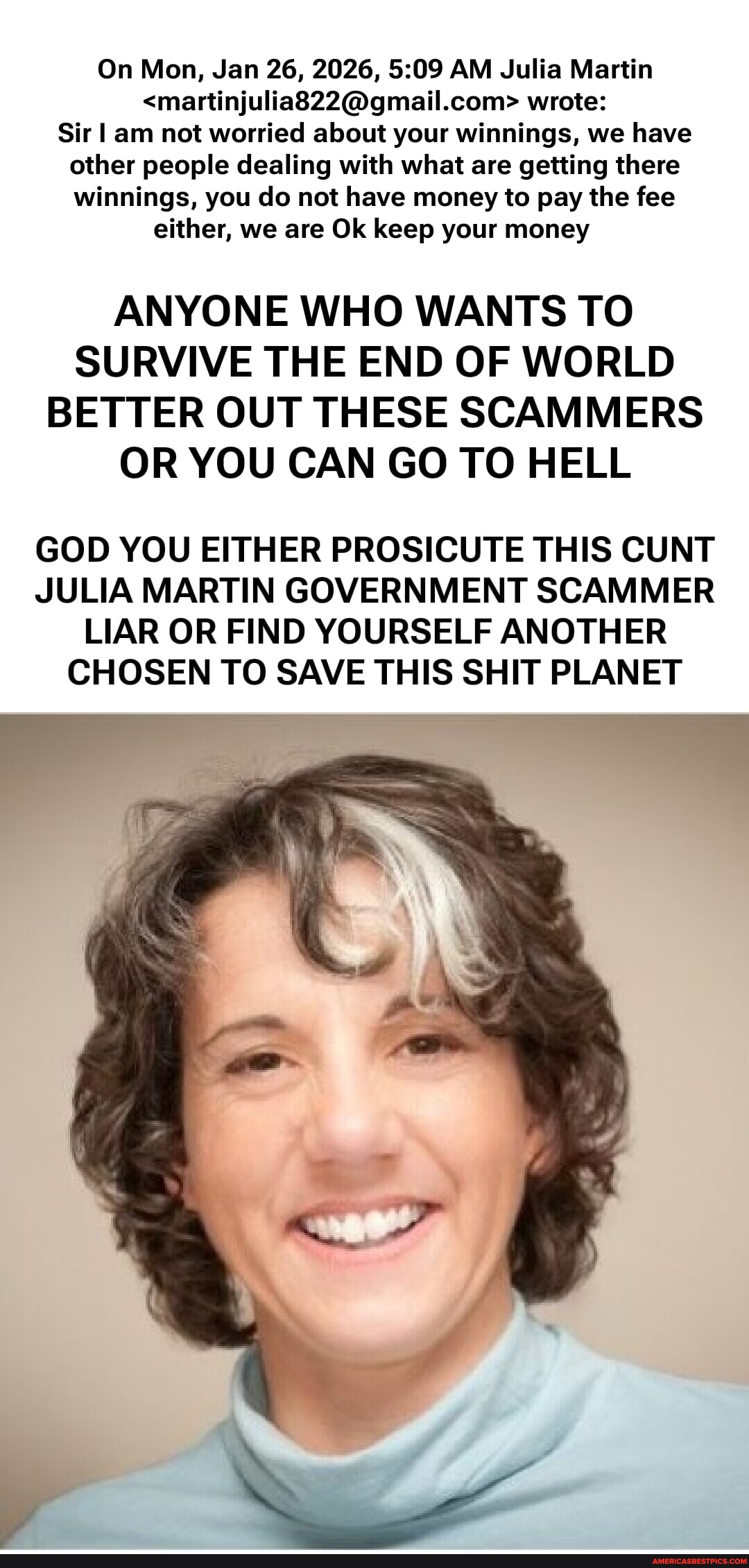 On Mon, Jan 26, 2026, AM Julia Martin wrote: Sir I am not worried about ...