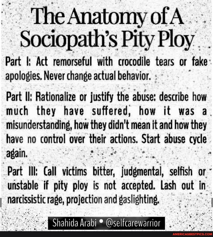 The Anatomy of s Pity Ploy Part I: Act remorseful with crocodile tears ...