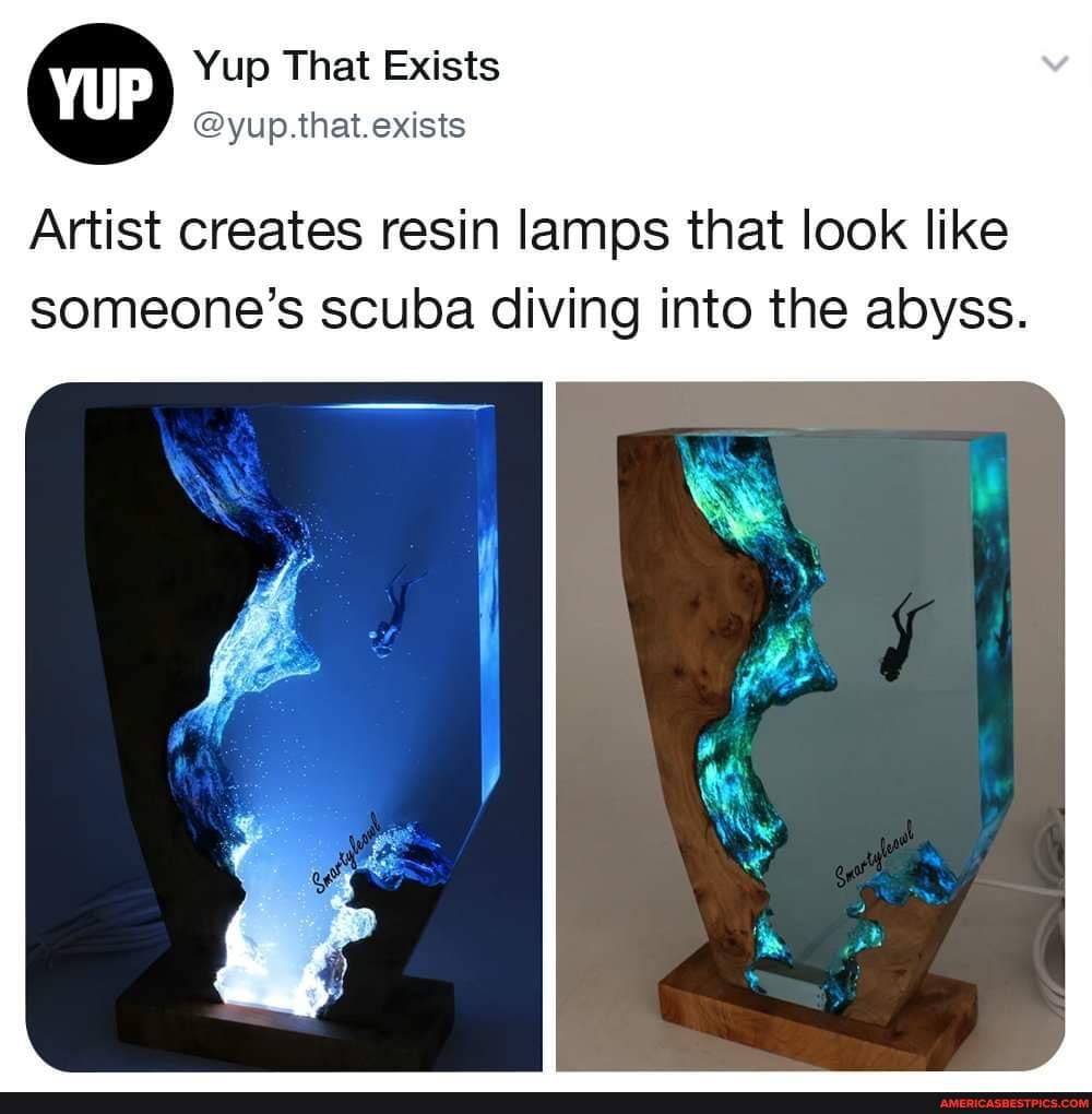Artist creates resin lamps that look like someone's scuba diving into ...