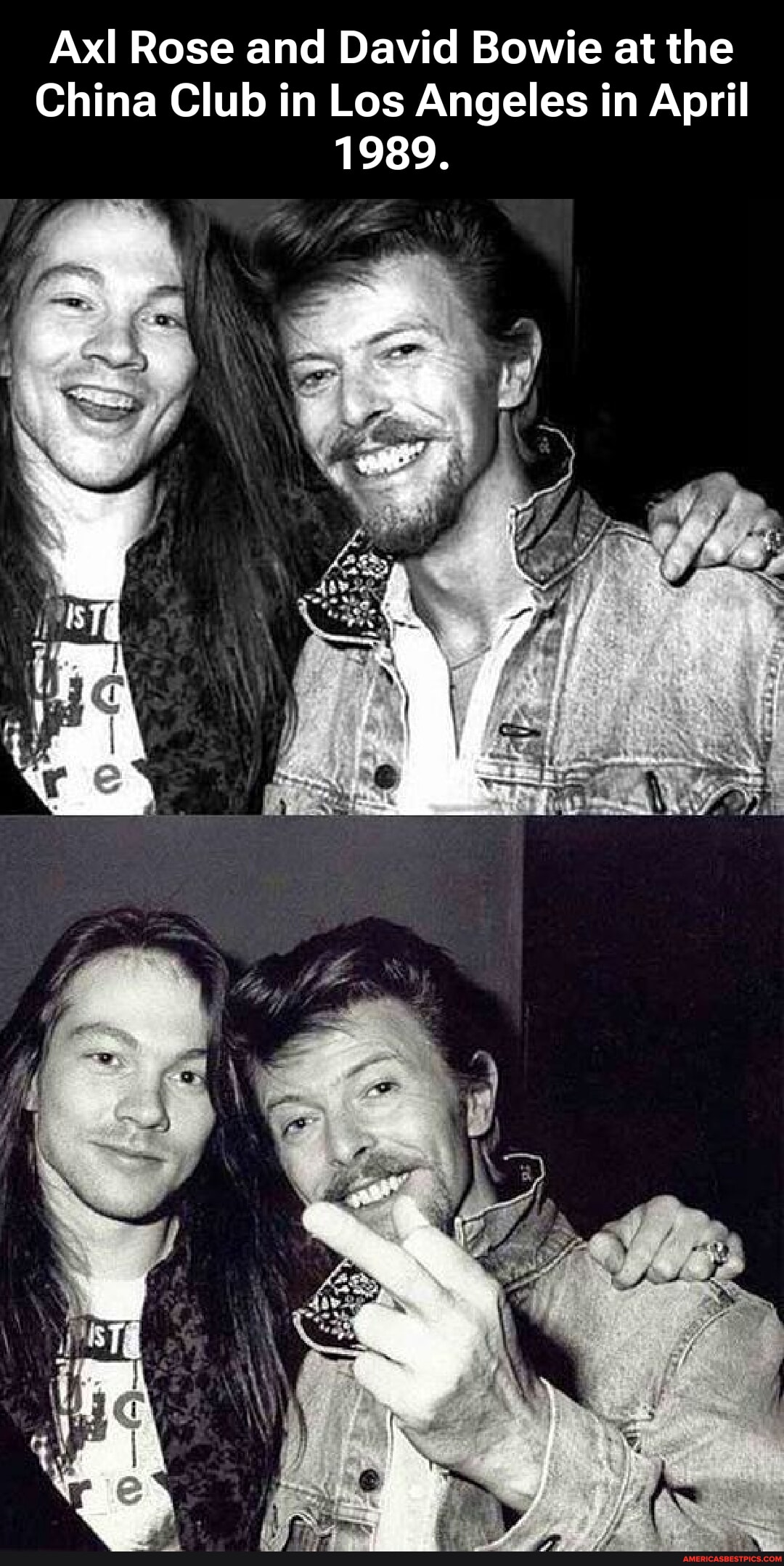Axl Rose and David Bowie at the China Club in Los Angeles in April 1989 ...