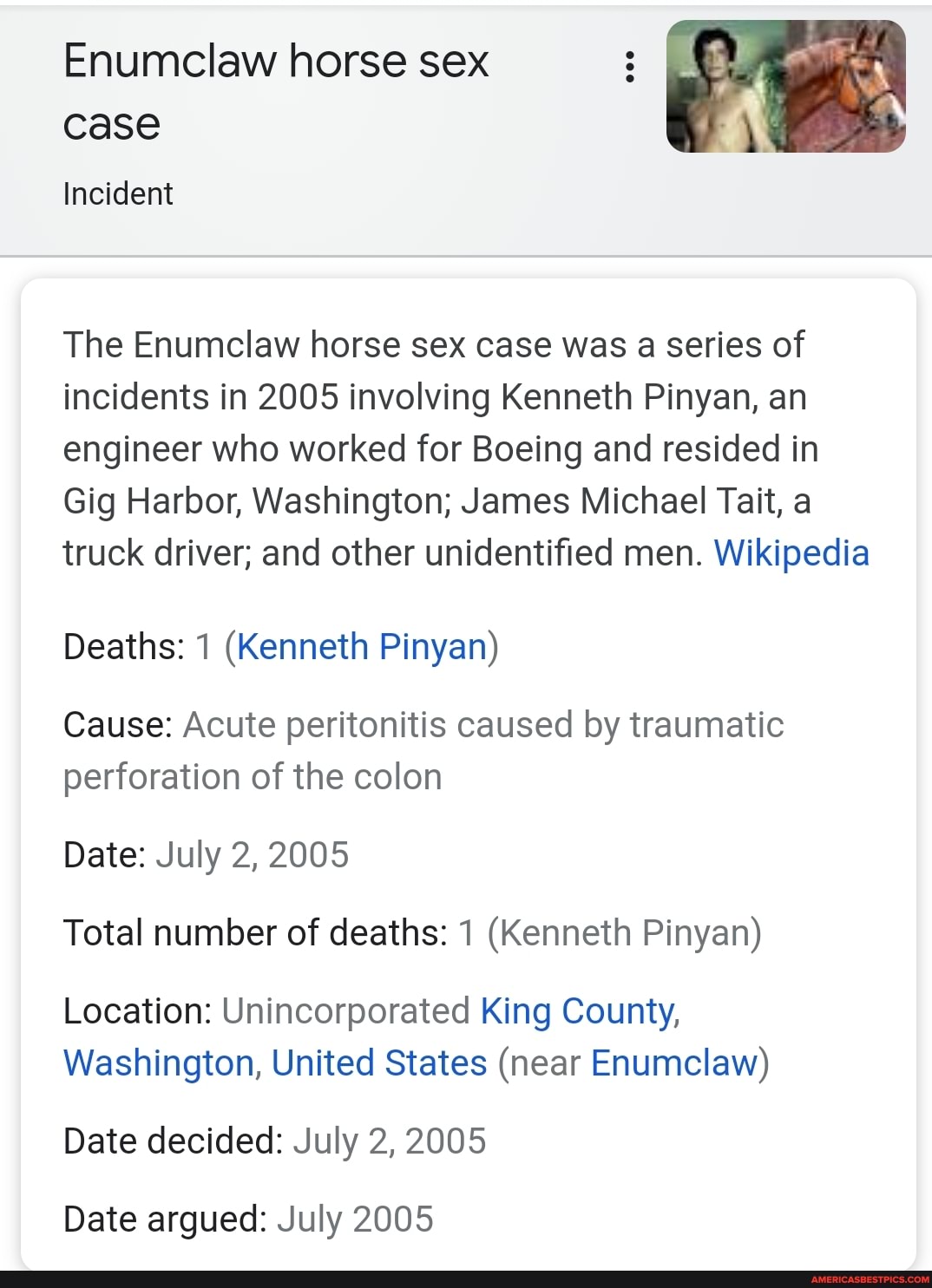 Enumclaw horse sex case Incident The Enumclaw horse sex case was a ...