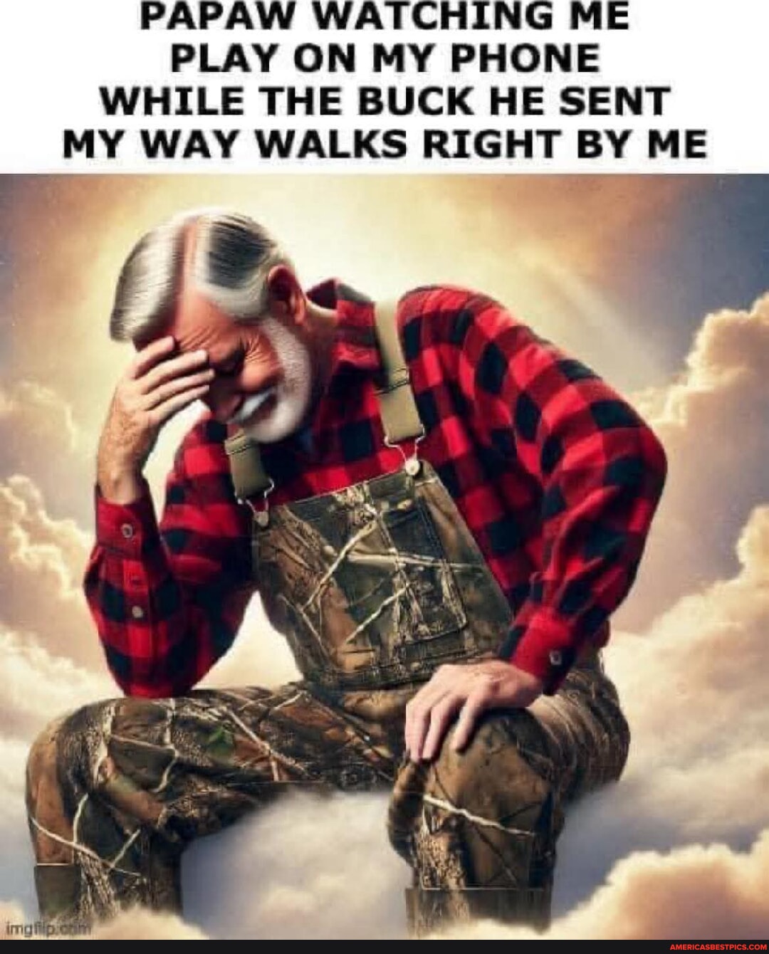 PAPAW WATCHING ME PLAY ON MY PHONE WHILE THE BUCK HE SENT MY WAY WALKS ...