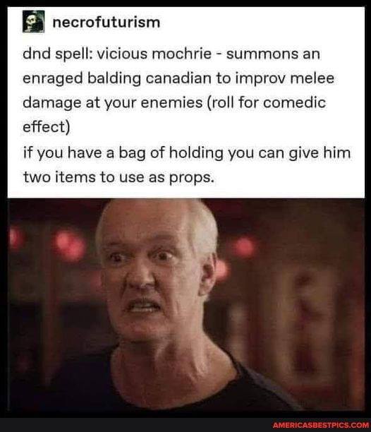 Dnd spell: vicious mochrie - summons an enraged balding canadian to ...