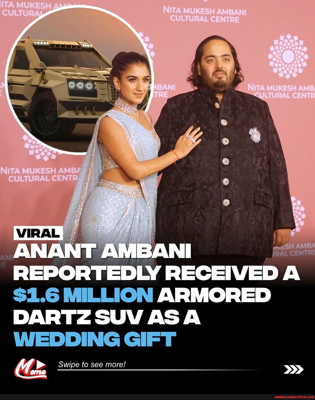 Anant Ambani reportedly received a $1.6 million armored Dartz SUV as a ...