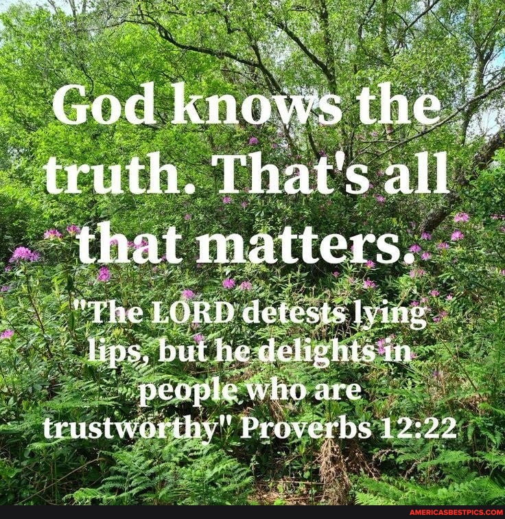 God knows the truth. That's all that matters. "The LORD detests lying ...
