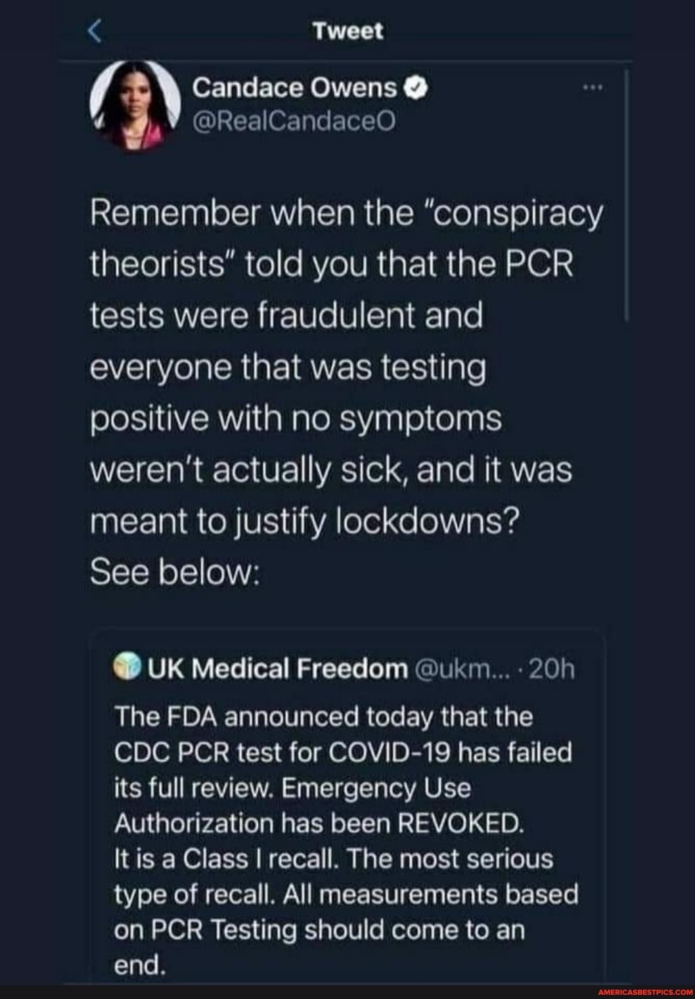 Tweet Candace Owens @ @RealCandaceO Remember when the "conspiracy ...
