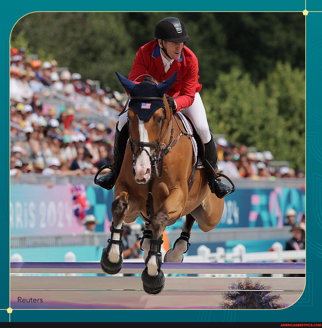 Athletes competing in equestrian jumping beach volleyball slalom ...