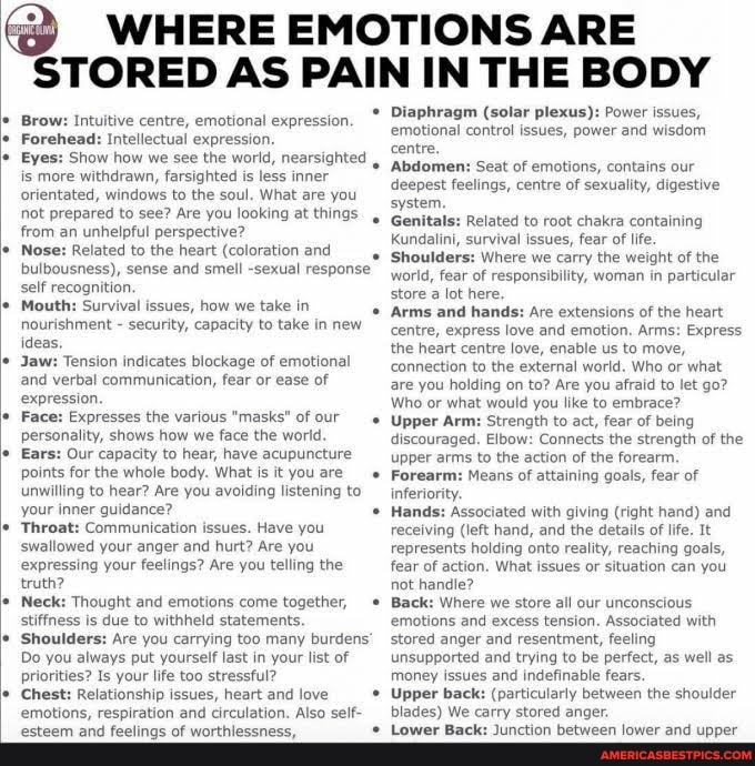 WHERE EMOTIONS ARE STORED AS PAIN IN THE BODY Brow: Intuitive centre ...