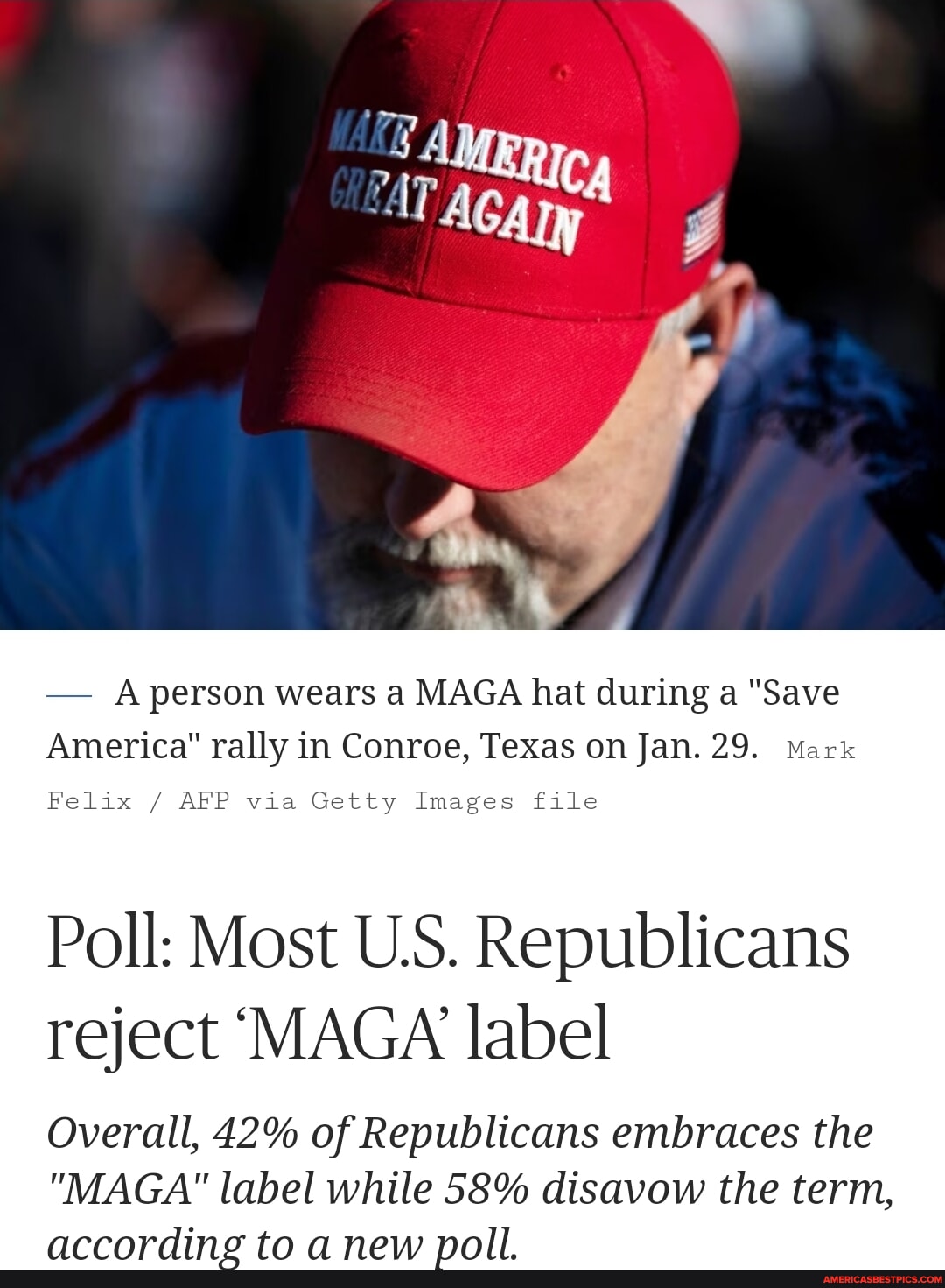- person wears a MAGA hat during a "Save America" rally in Conroe ...