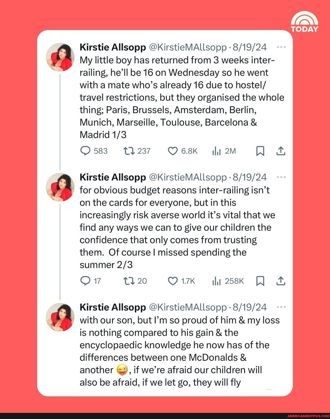 British TV personality Kirstie Allsopp was thrilled when her yearold ...