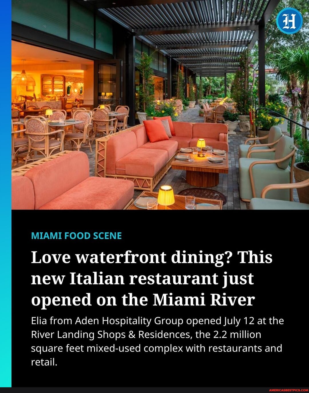 There’s a new place to dine (and lounge) on the Miami River. Elia from ...