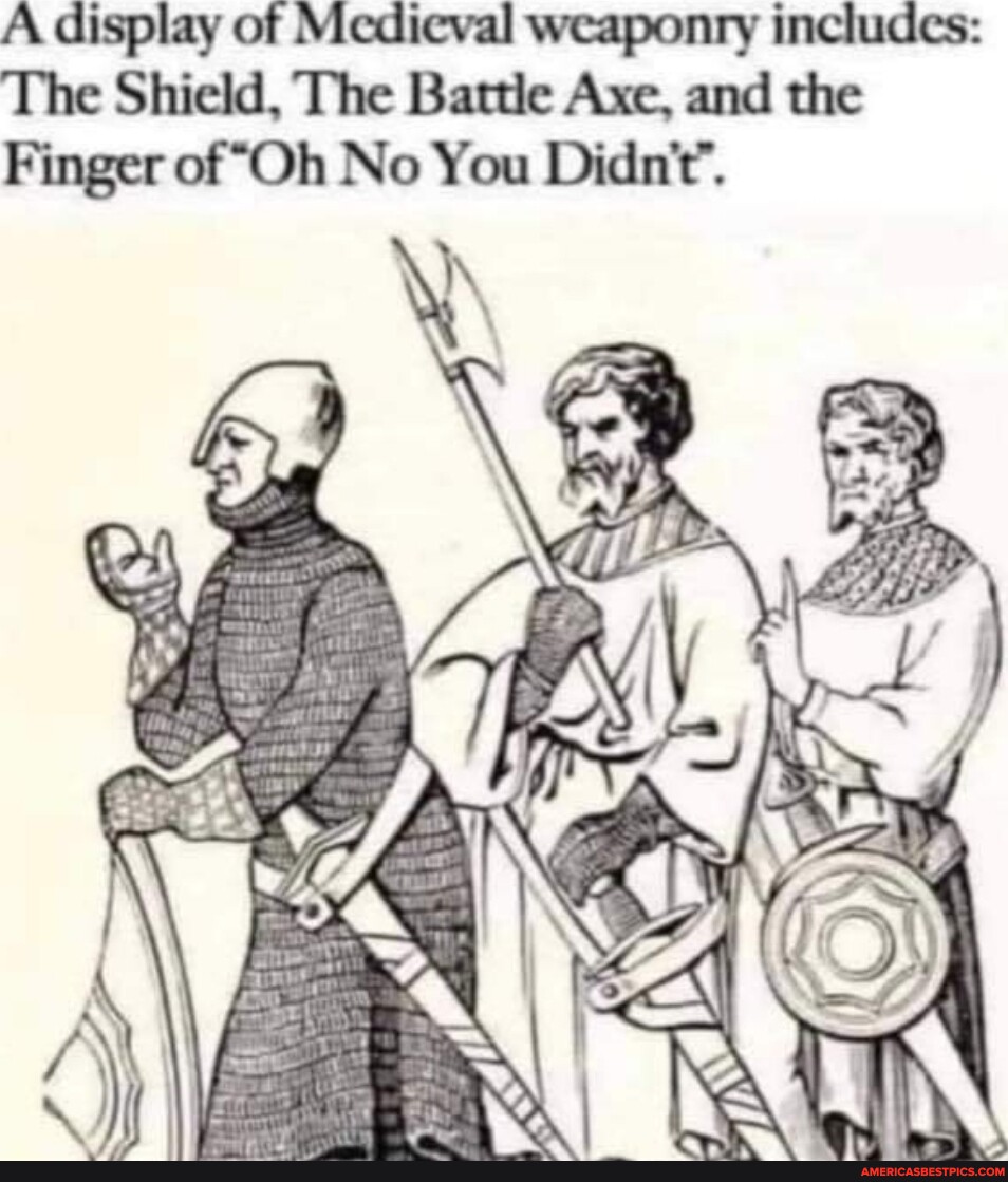 A display of Medieval weaponry includes: The Shield, The Battle Axe ...