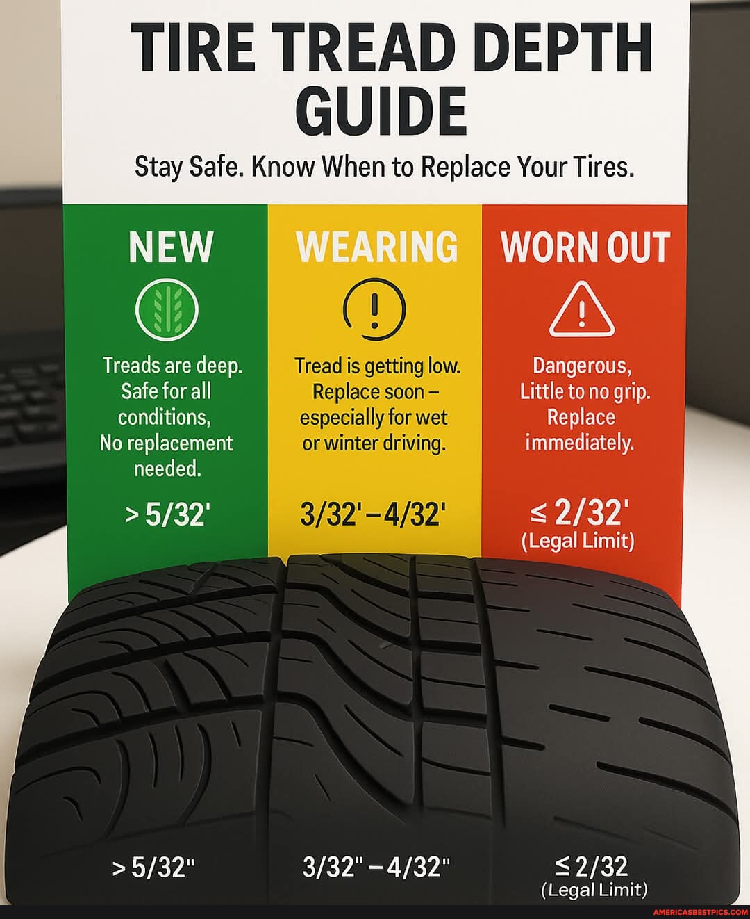TIRE TREAD DEPTH GUIDE Stay Safe. Know When to Replace Your Tires. NEW ...